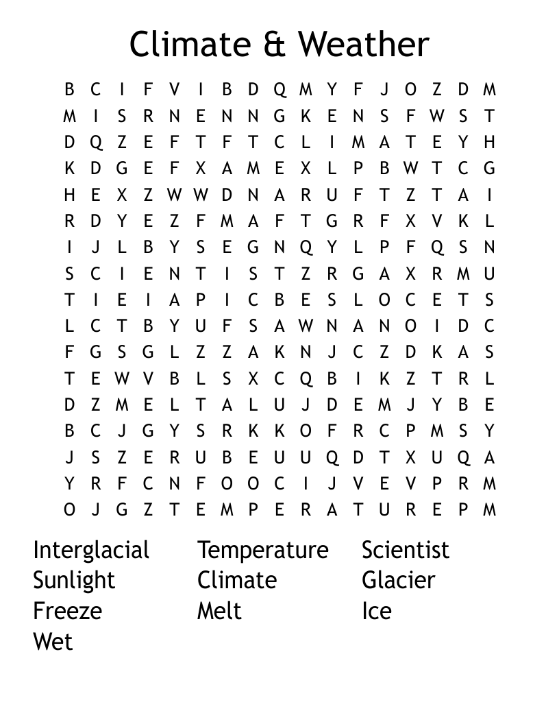 Climate & Weather Word Search - WordMint