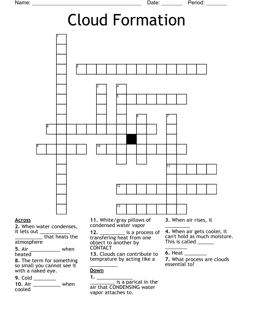 Cloud Formation Crossword - WordMint