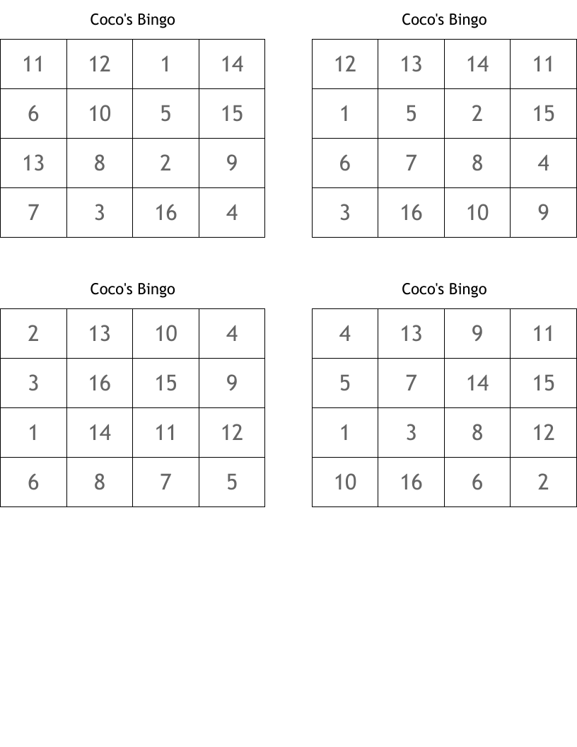 Coco's Bingo - WordMint