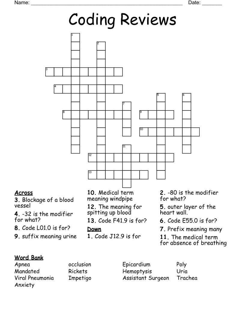 Coding Reviews Crossword - WordMint