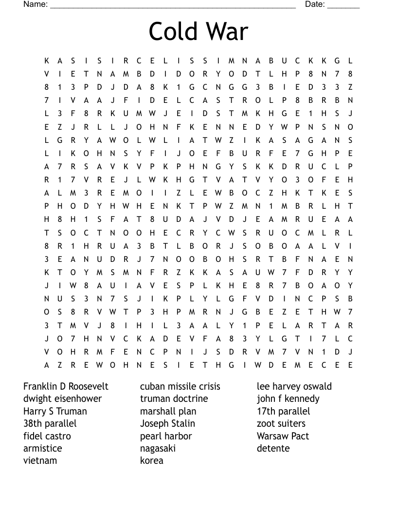World War II Word Search WordMint