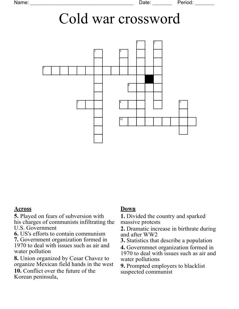 Cold war crossword - WordMint
