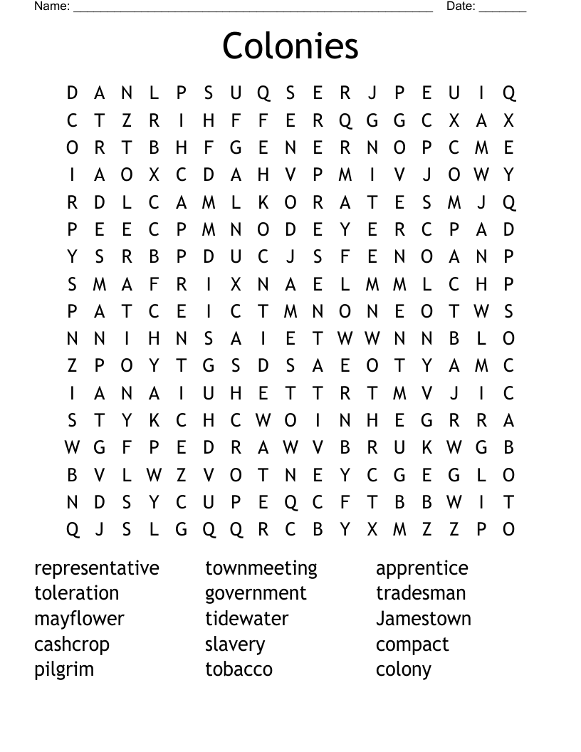 Colonies Word Search WordMint colonies-word-search-wordmint