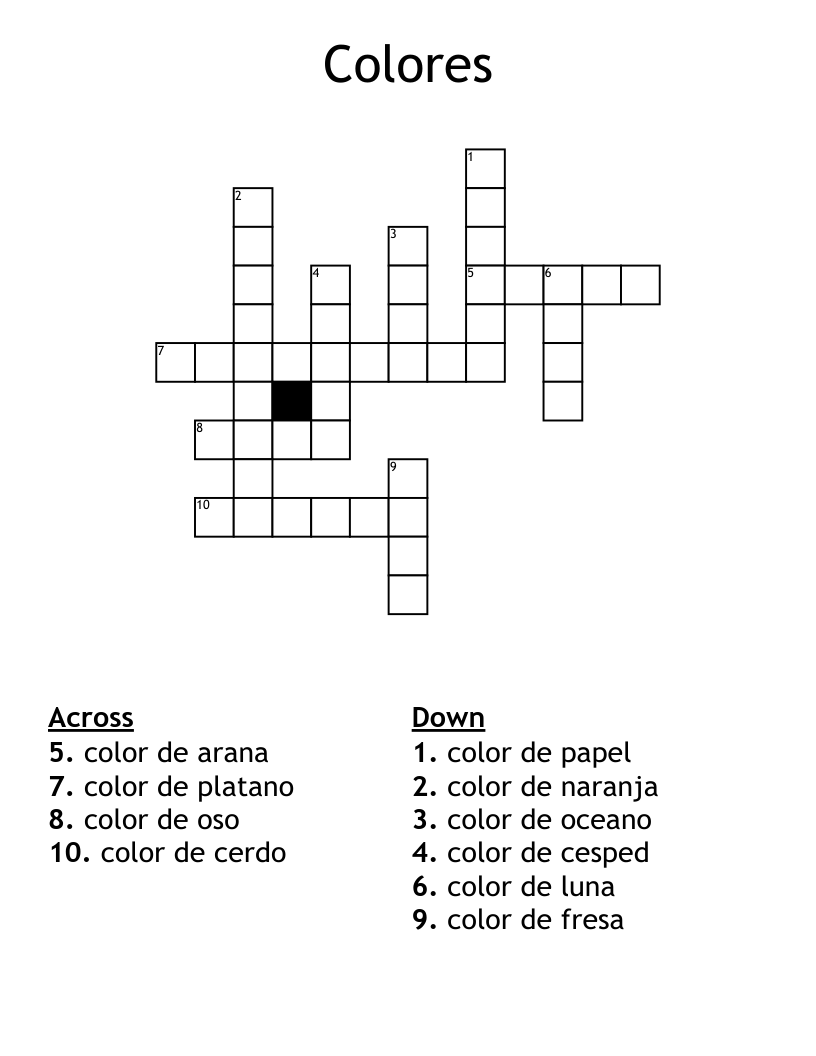 Colores Crossword - WordMint