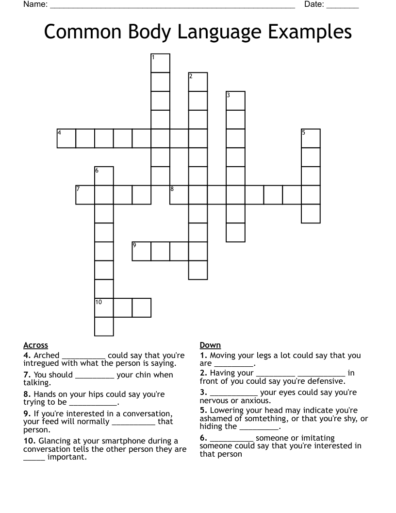 Common Body Language Examples Crossword WordMint