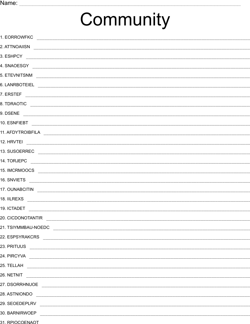 Community Word Scramble - WordMint