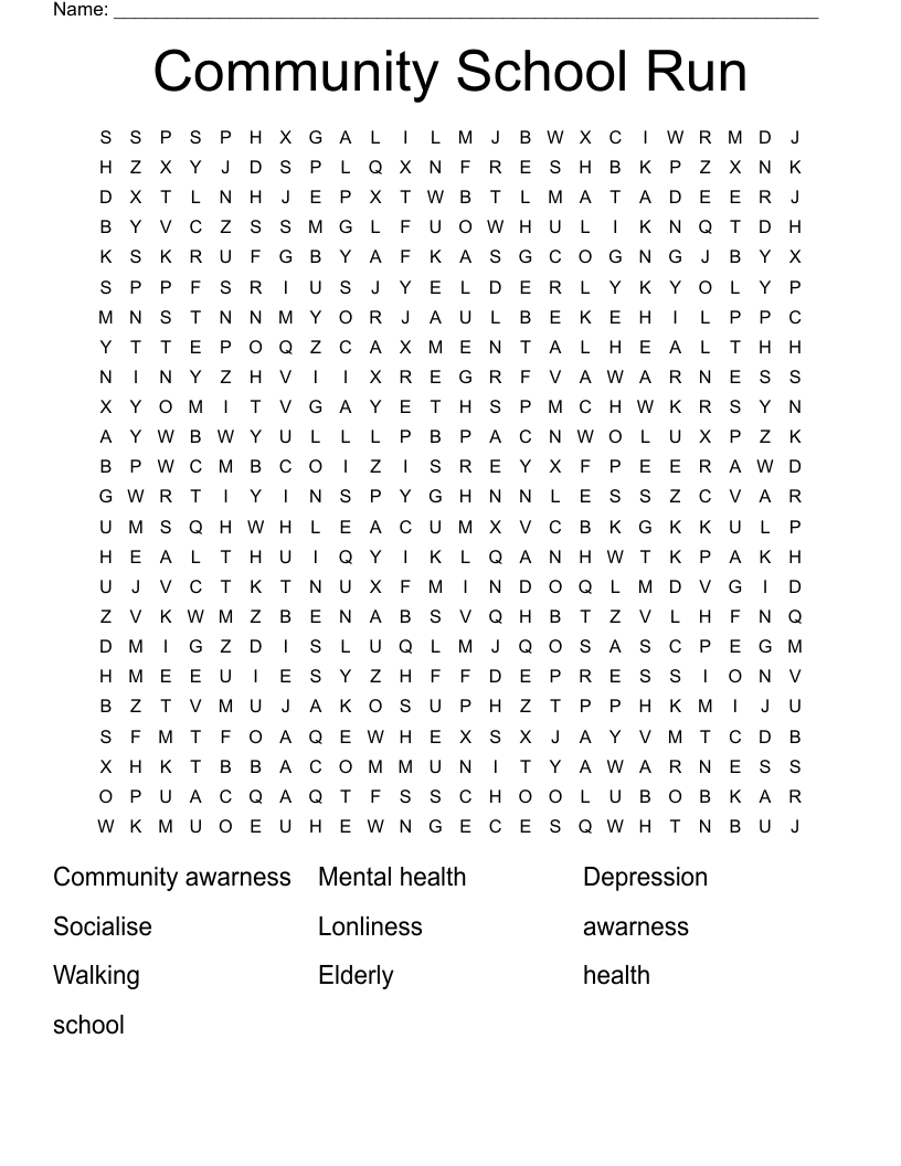 Community School Run Word Search - WordMint