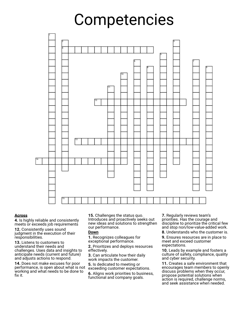 Competencies Crossword - WordMint