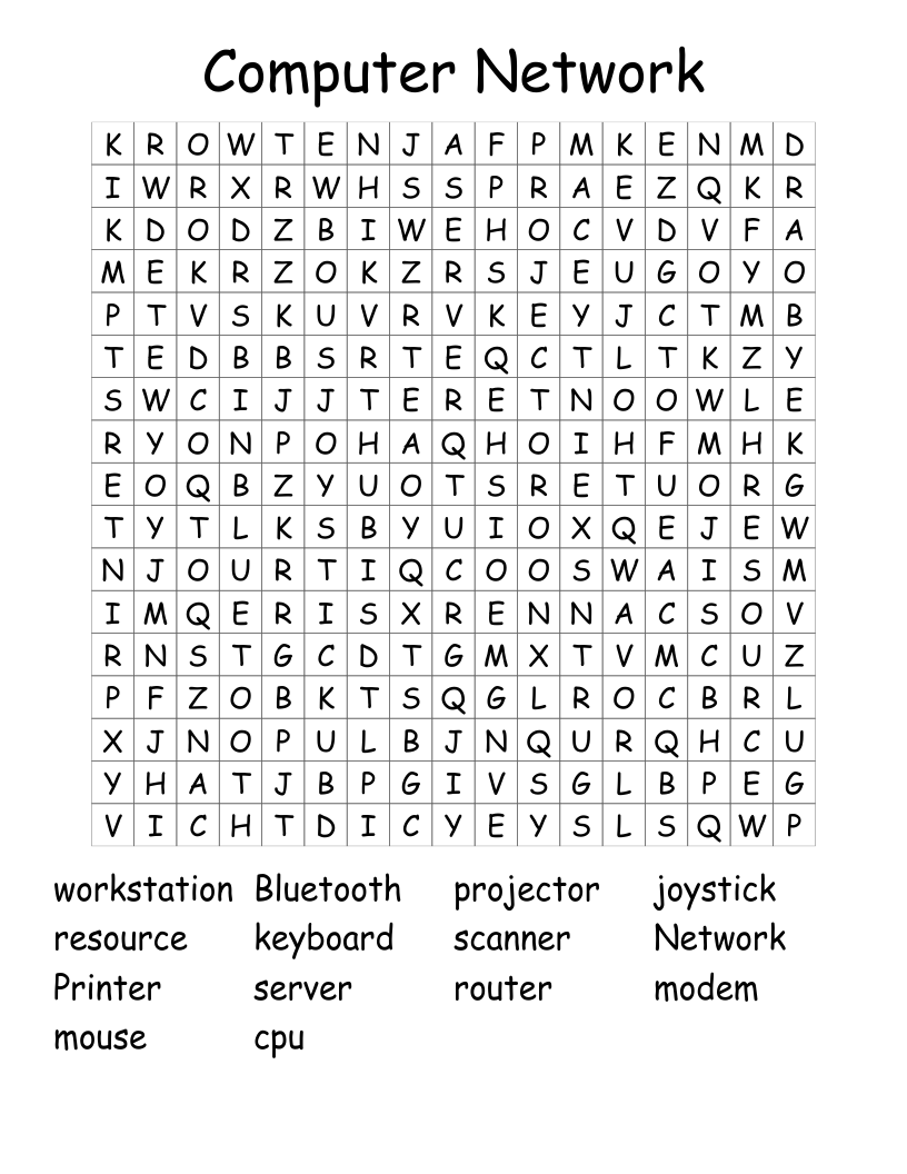 Computer Network Word Search WordMint