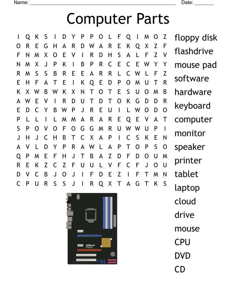 Passif La Revue Village Computer Parts Vocabulary Word Search Puzzle 