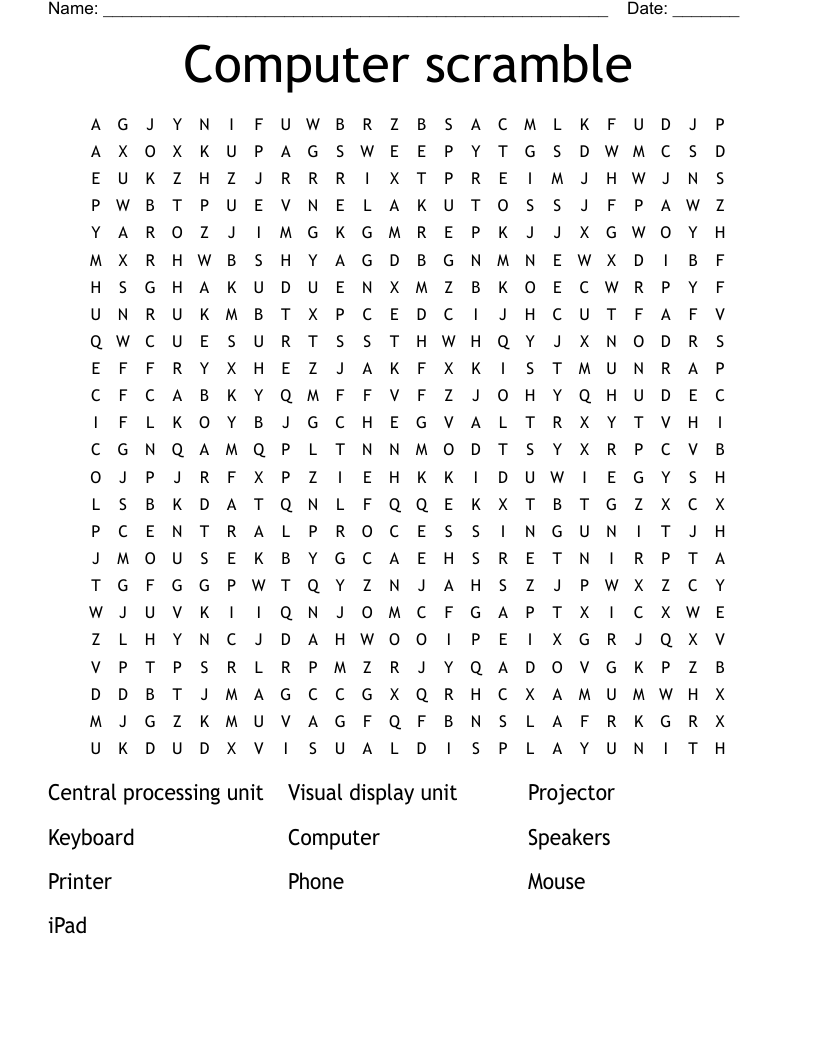 Computer Scramble Word Search WordMint