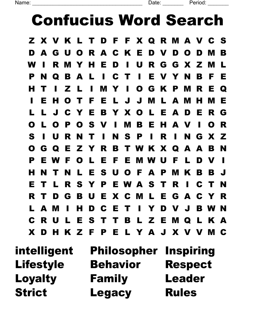 Confucius Word Search - WordMint