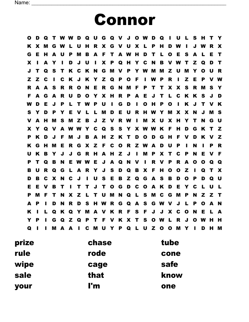 Connor Word Search - WordMint