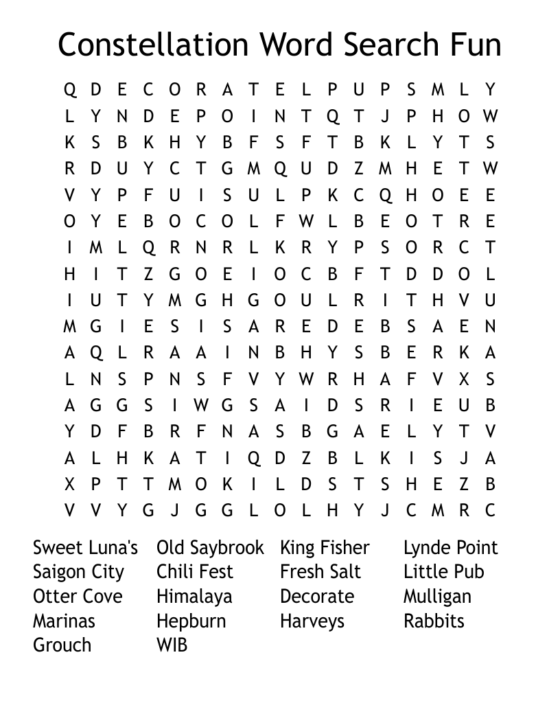 Constellation Word Search Fun - WordMint