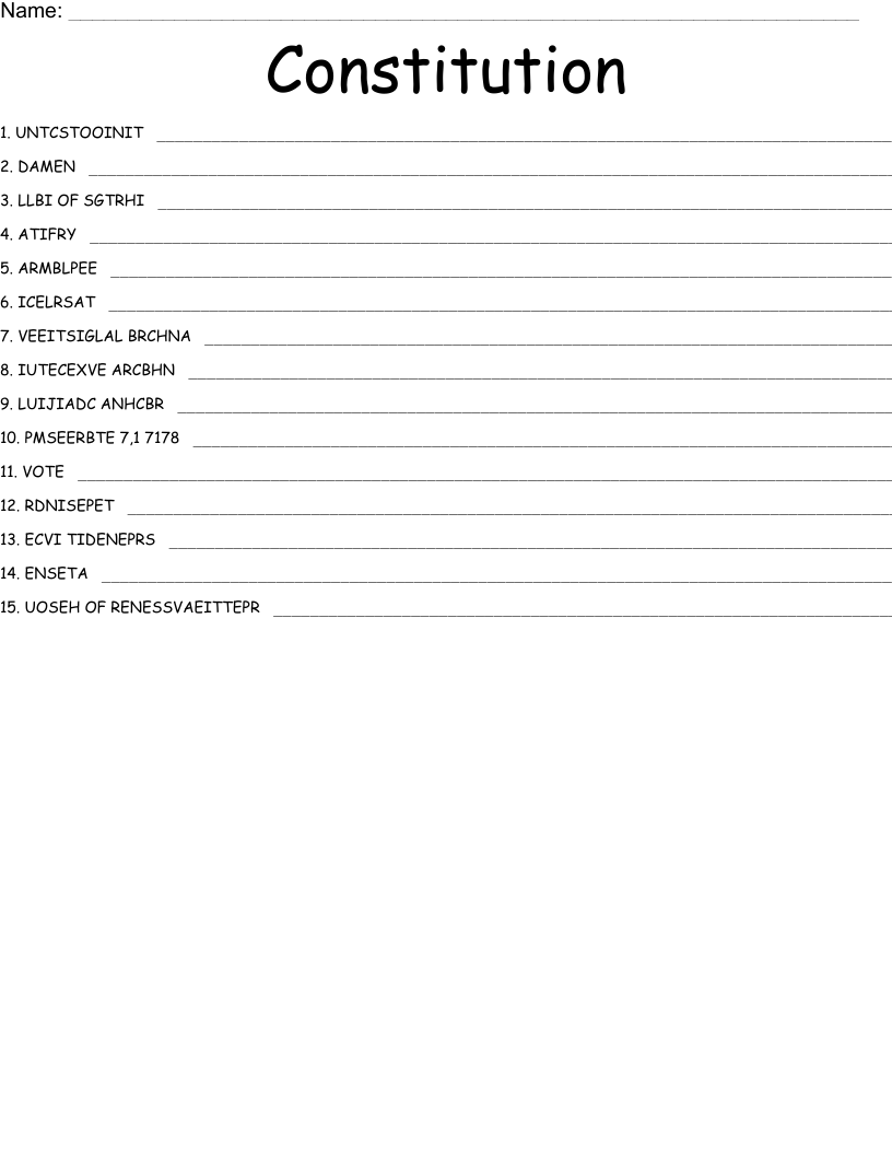 Constitution Word Scramble - WordMint