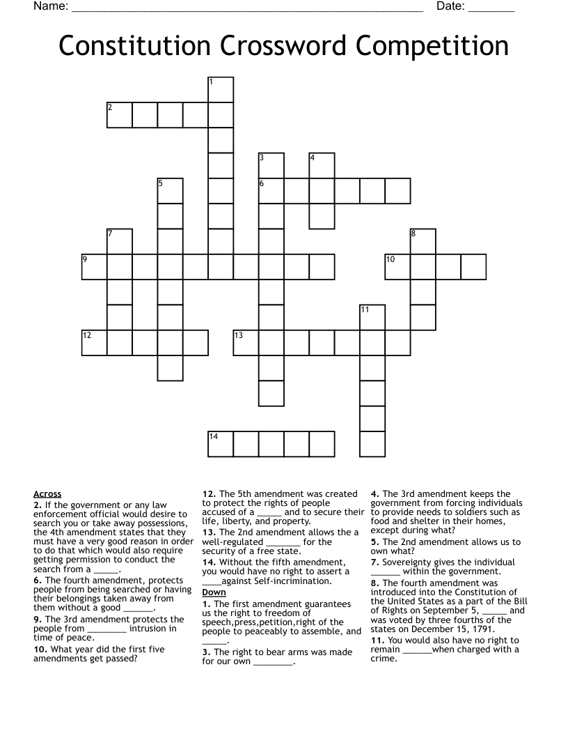 Constitution Crossword Competition - WordMint