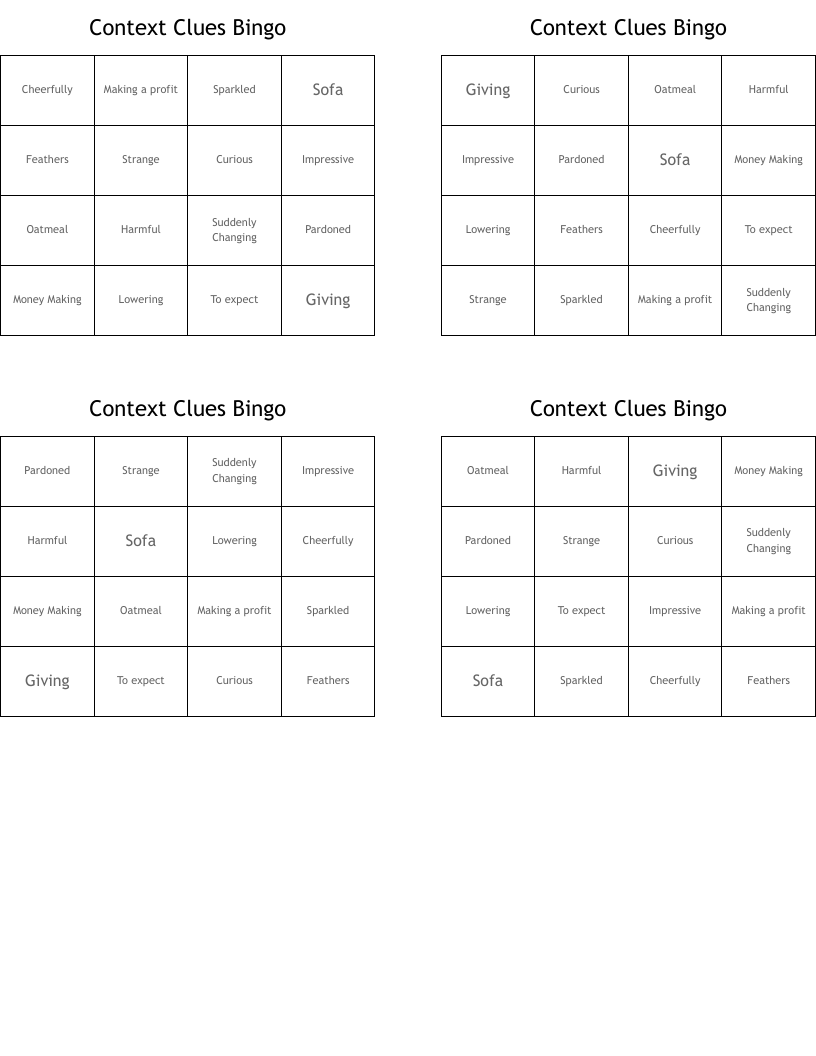 Context Clues Bingo - WordMint
