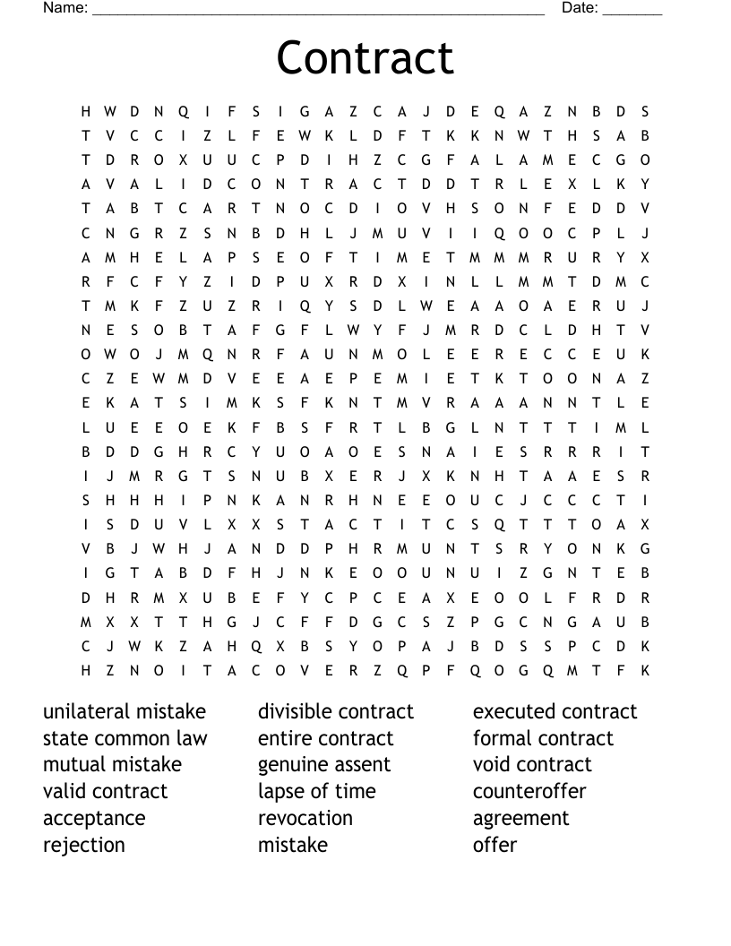 Contract Word Search WordMint