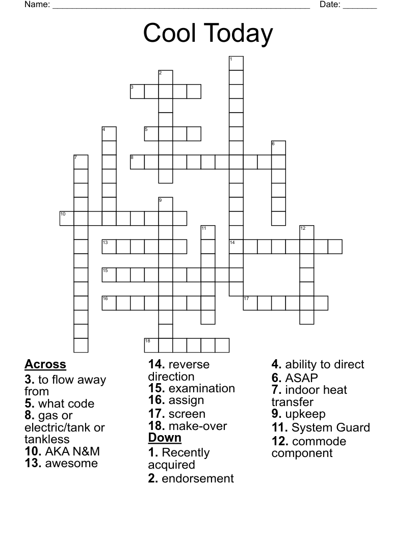Cool Today Crossword - WordMint