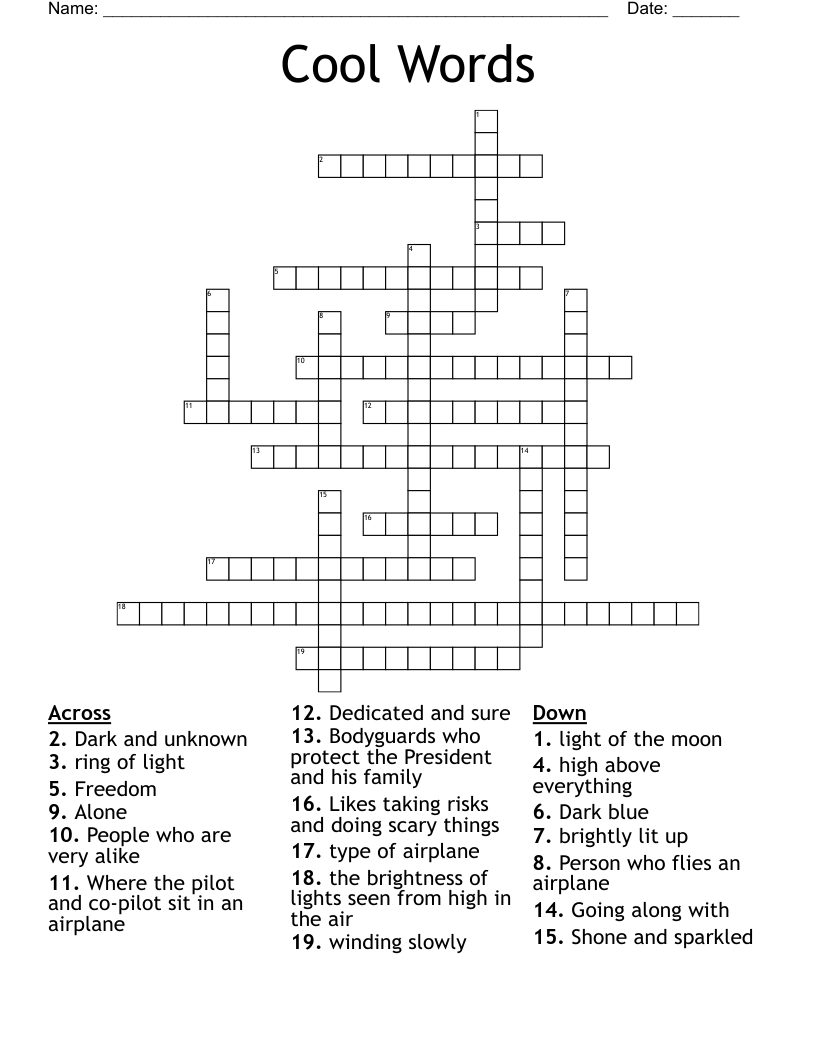Cool Words Crossword - WordMint