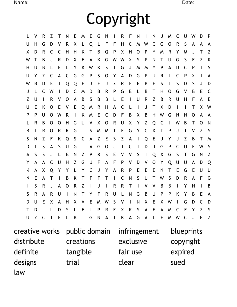 Copyright Word Search WordMint