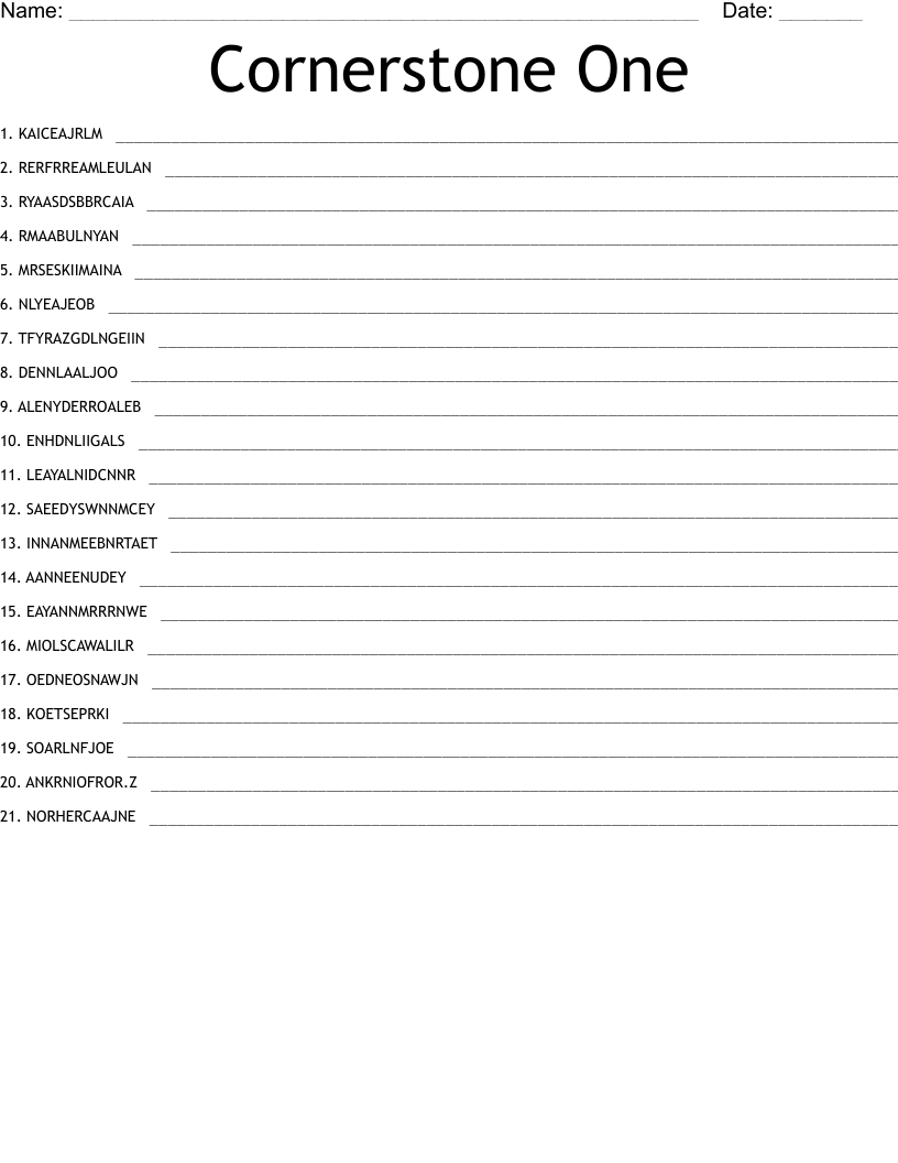 Cornerstone One Word Scramble - WordMint