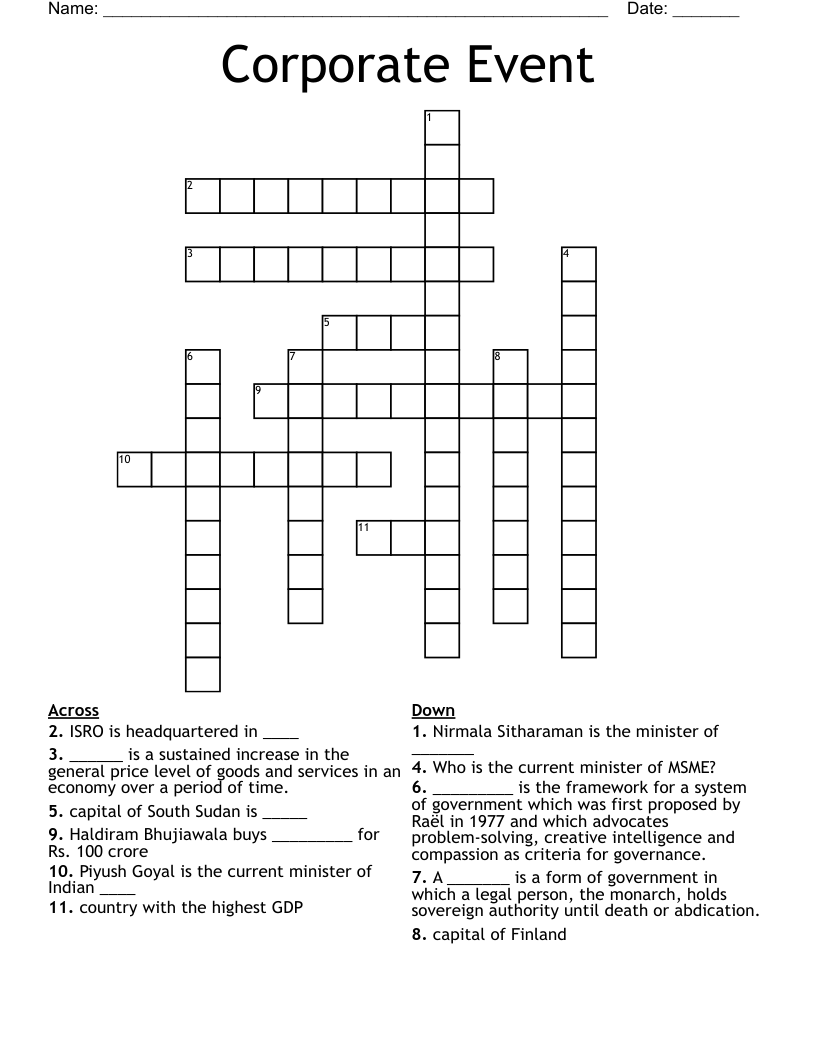 Corporate Event Crossword WordMint