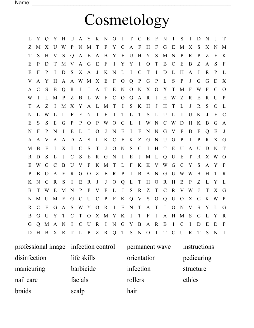 Cosmetology Puzzles WordMint