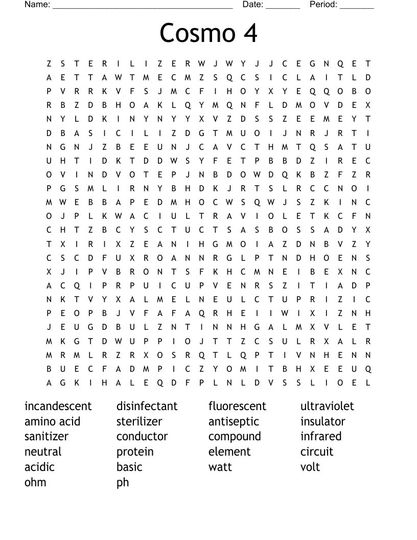 Cosmo 4 Word Search - WordMint