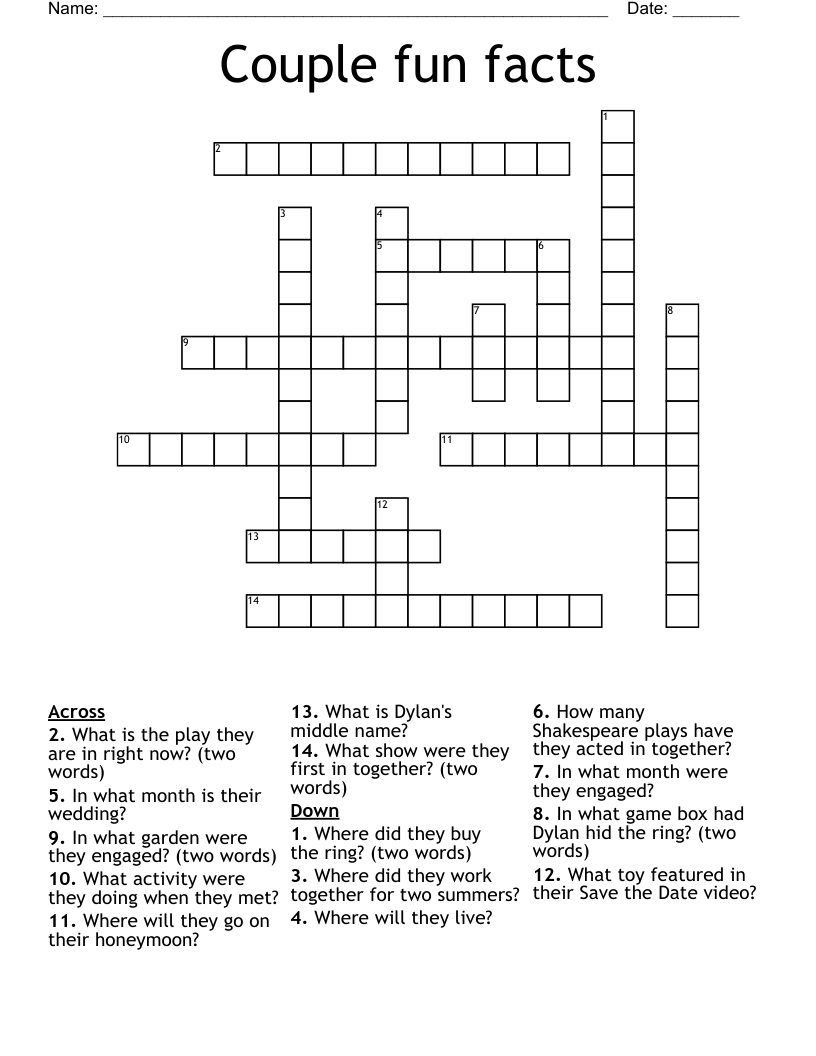 Couple fun facts Crossword - WordMint