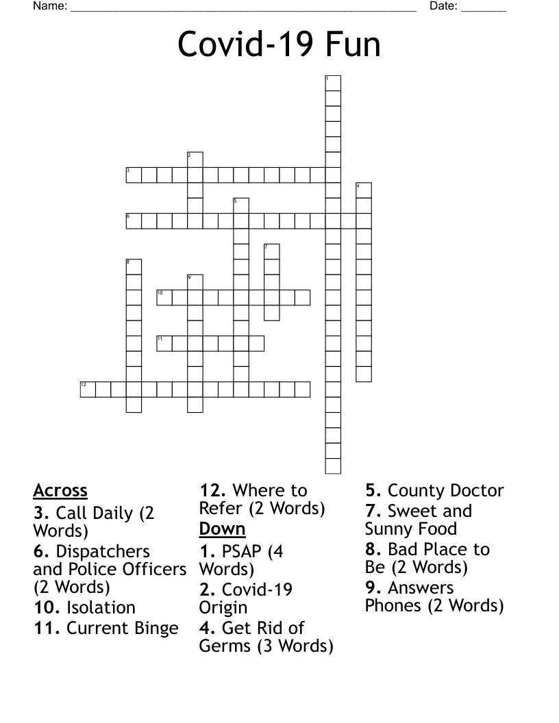 Covid-19 Fun Crossword - WordMint