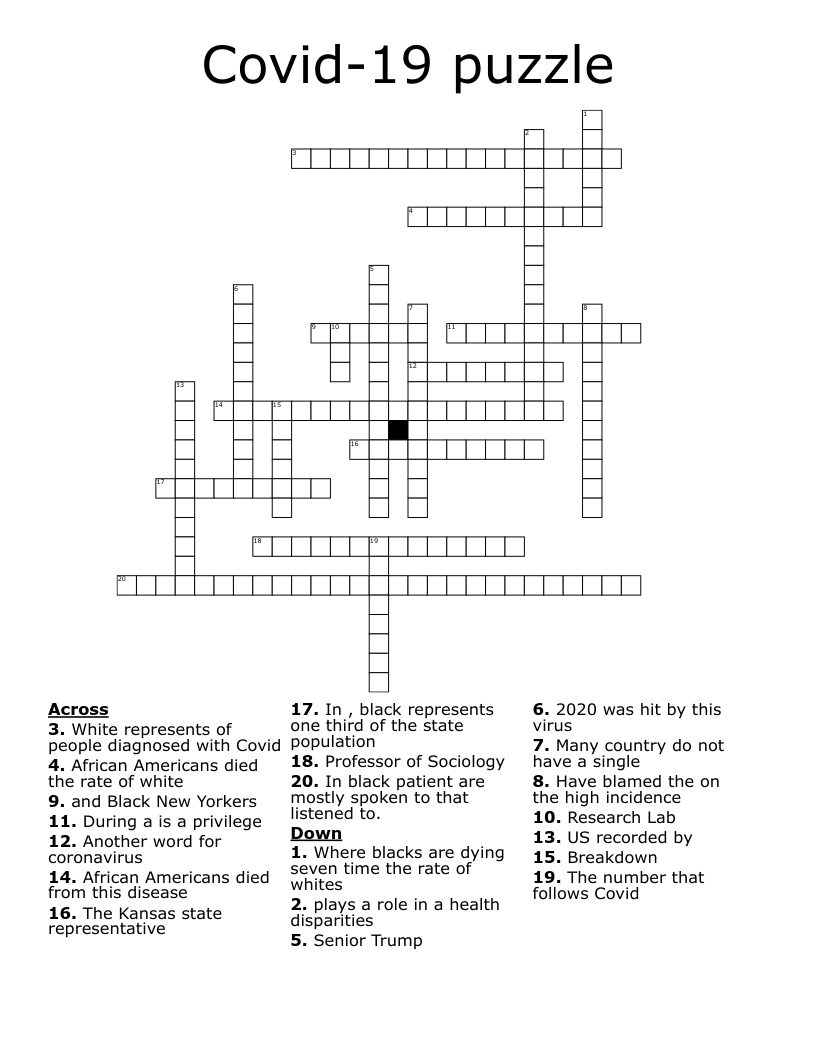 Covid-19 puzzle Crossword - WordMint