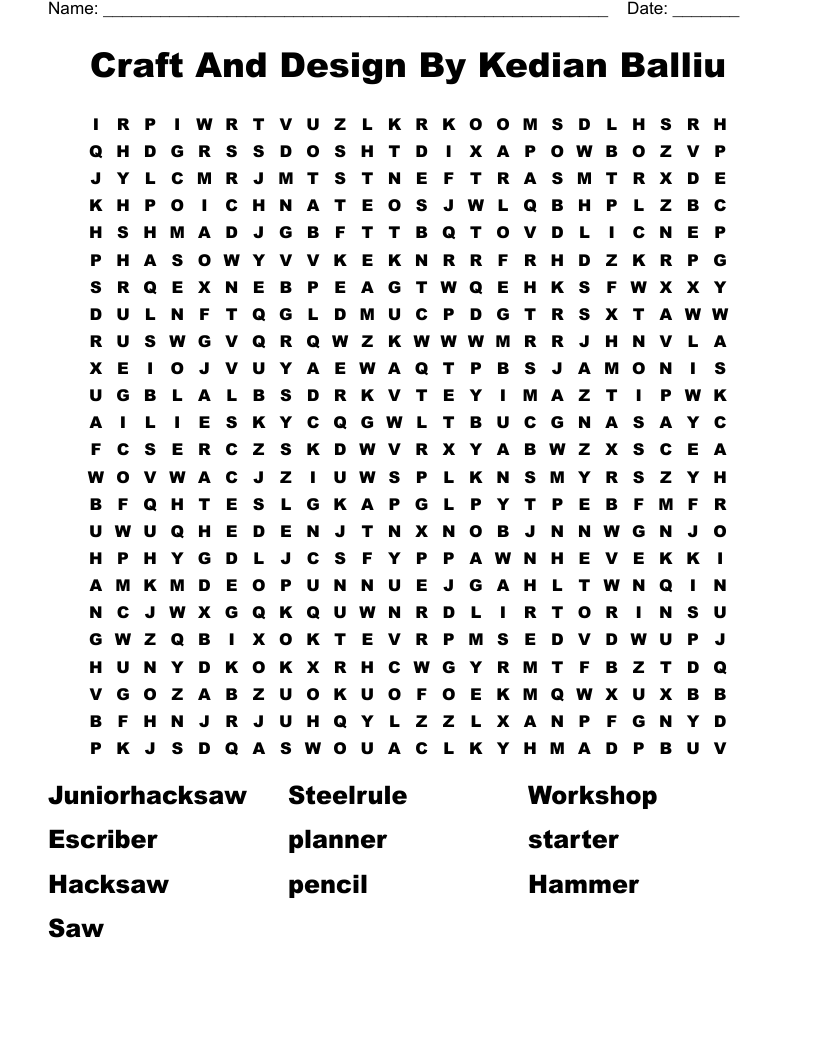 Craft And Design By Kedian Balliu Word Search - WordMint