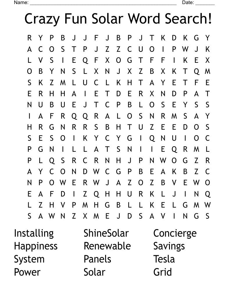 Crazy Fun Solar Word Search! - WordMint