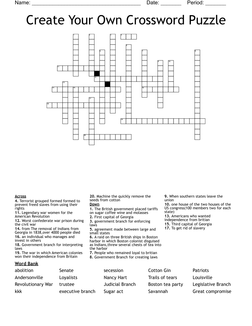 Hausarbeit Zerrei en Erg nzen Create Your Own Crossword Puzzle Lehrplan 