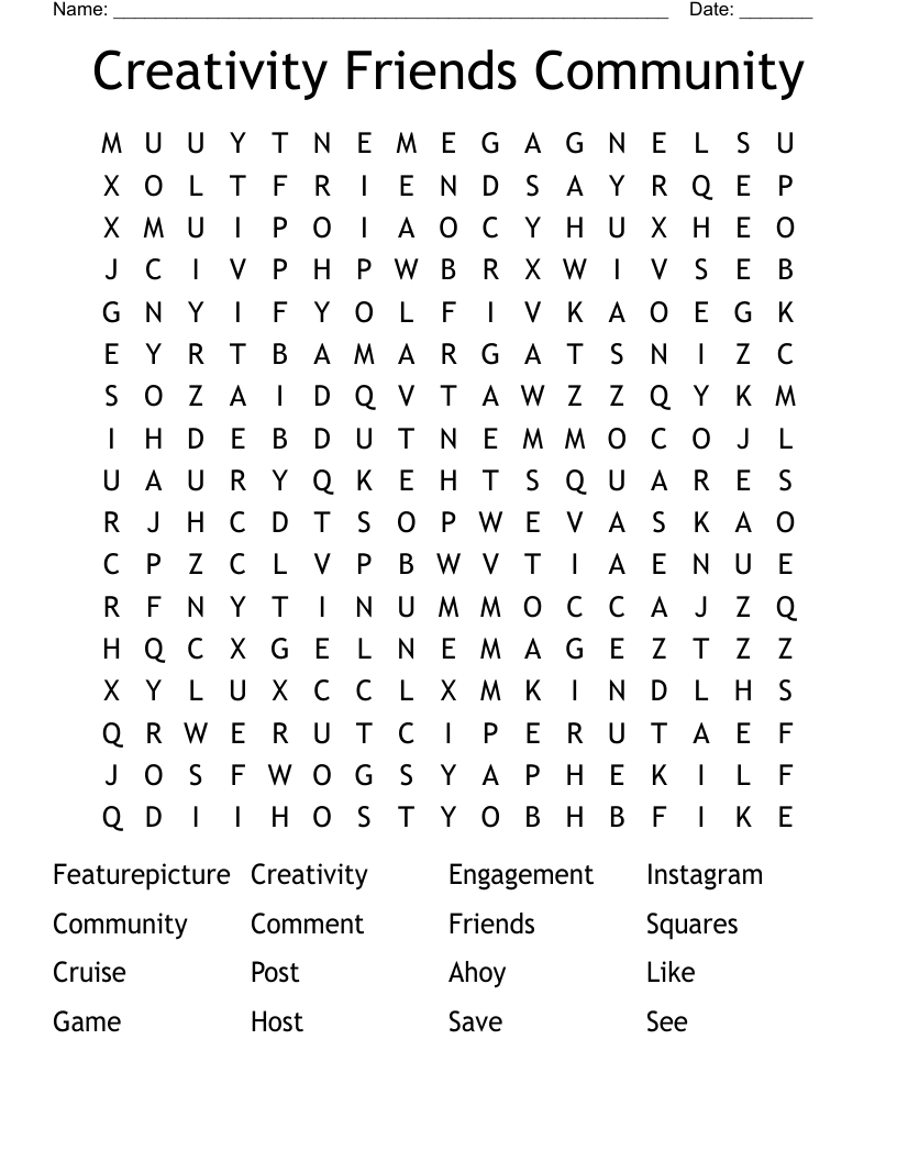 Creativity Friends Community Word Search - WordMint