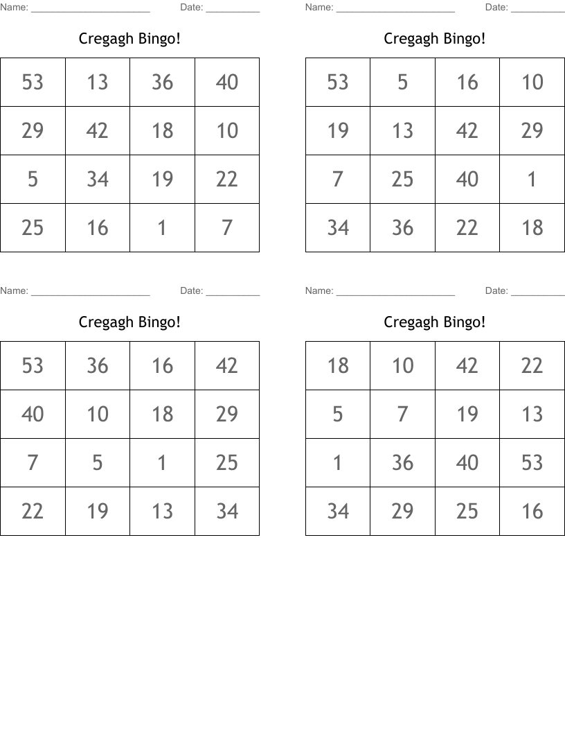 Cregagh Bingo! - WordMint