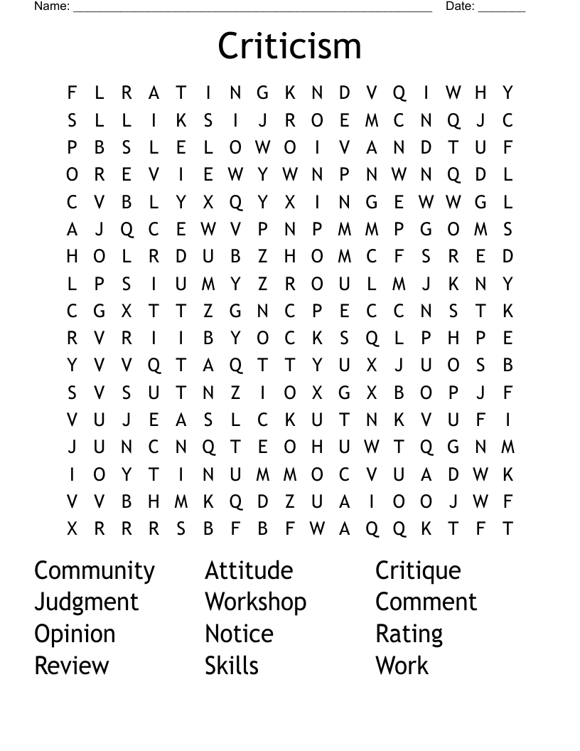 Criticism Word Search - WordMint