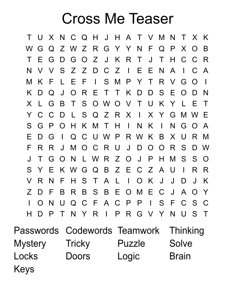 Cross Me Teaser Word Search - WordMint