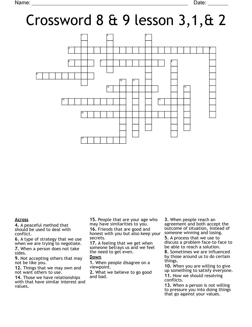Crossword 8 & 9 lesson 3,1,& 2 - WordMint
