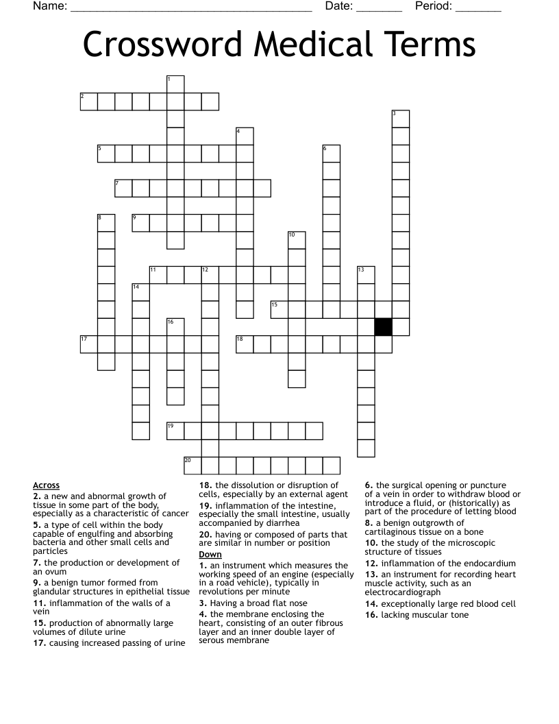 Crossword Medical Terms - WordMint