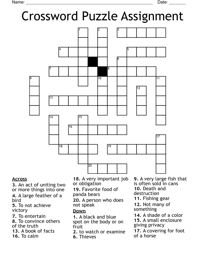Crossword Puzzle Assignment - WordMint