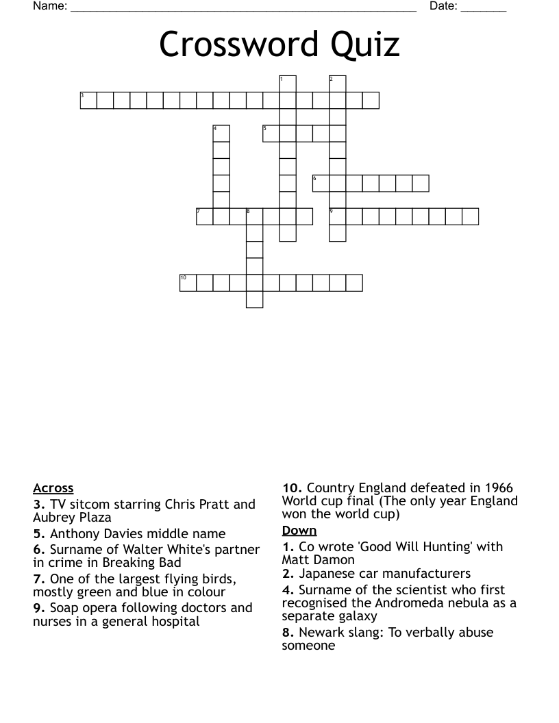 Crossword Quiz - WordMint