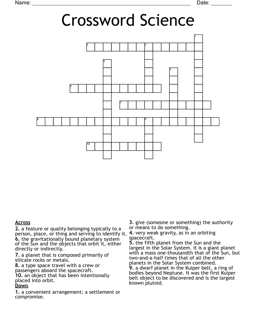 Space Exploration Crossword Puzzle