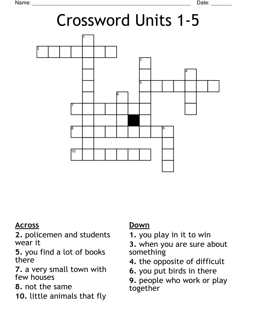 Crossword Units 1-5 - WordMint