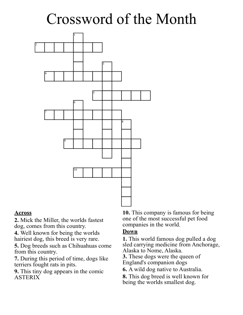 Crossword of the Month - WordMint