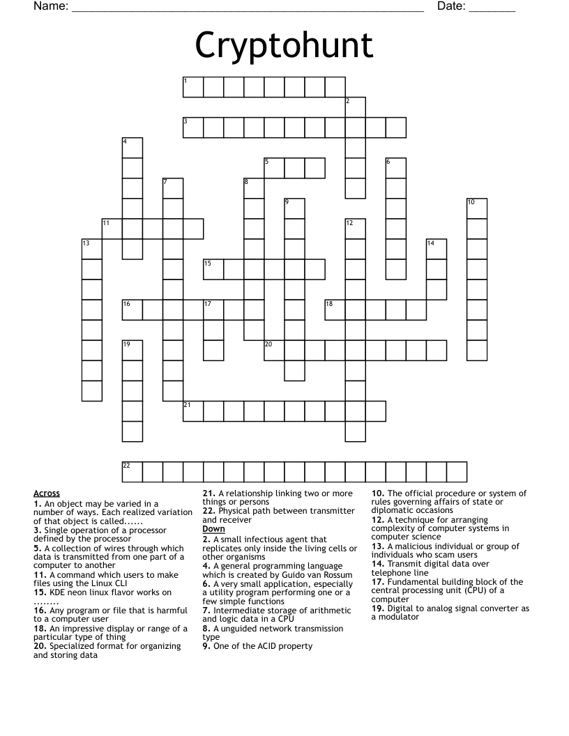 Cryptohunt Crossword - WordMint