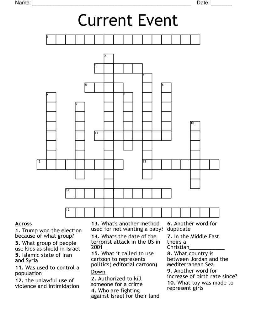 Current Event Crossword WordMint