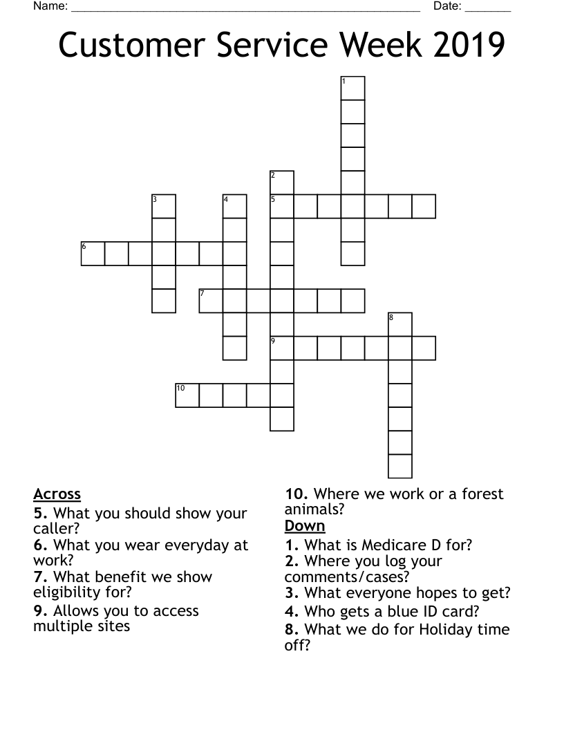 Customer Service Week 2019 Crossword - WordMint
