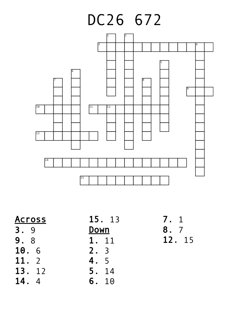DC26 672 Crossword - WordMint